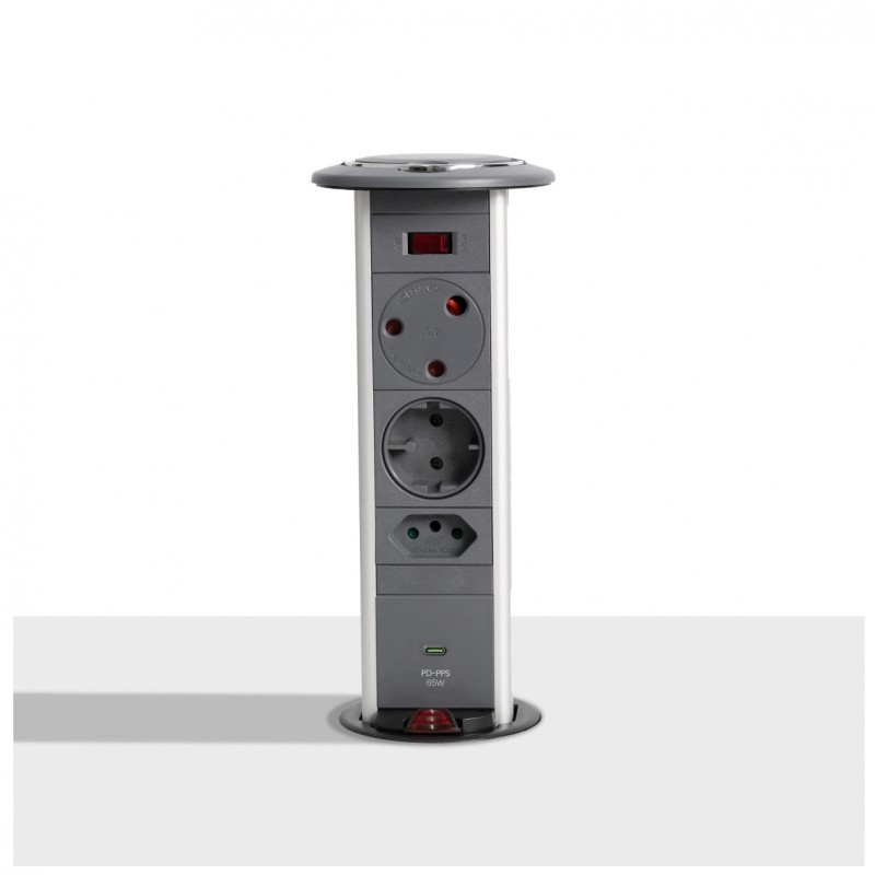 Multiplug Powerdock Mk5 pull up Tower Socket with USB Charger